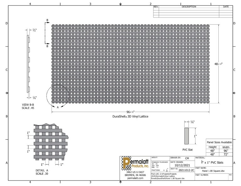 1" Square 1/2In. 3D Vinyl Lattice - DuraShell® - Traditional Diagonal ...